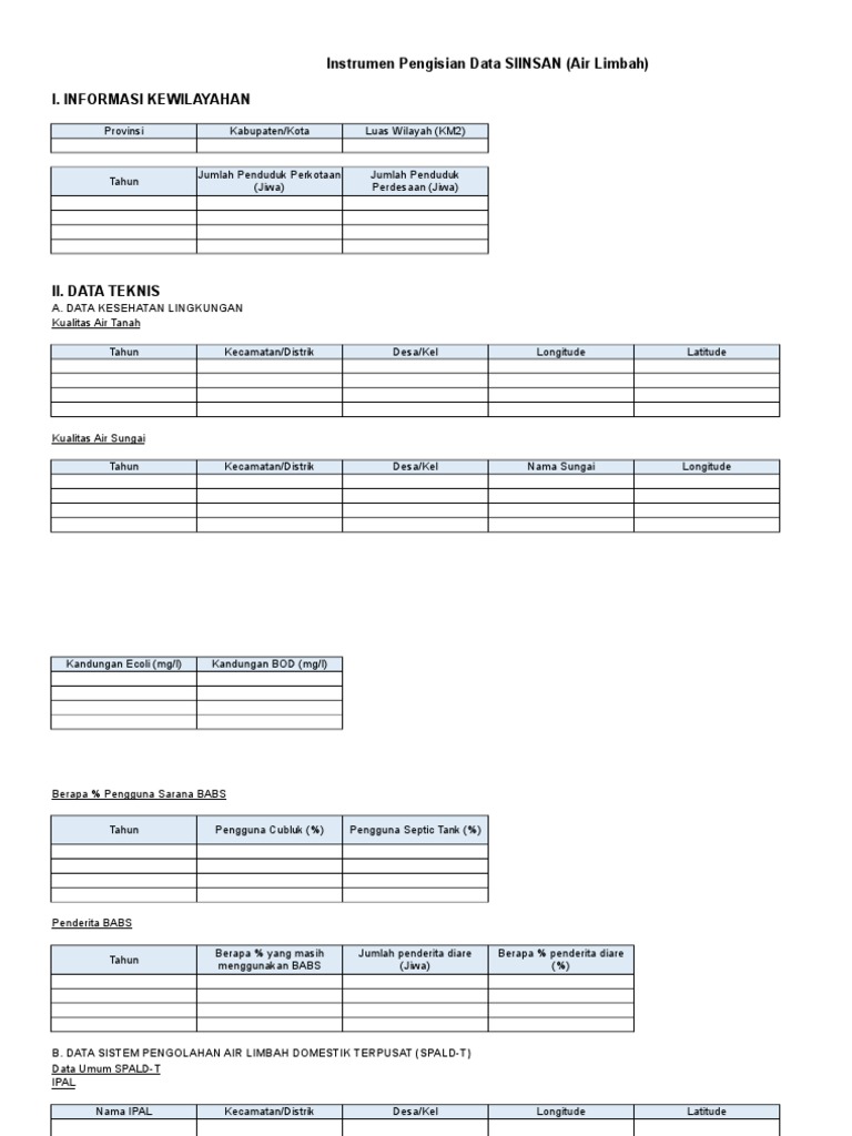 Format Isian Data SIINSAN | PDF