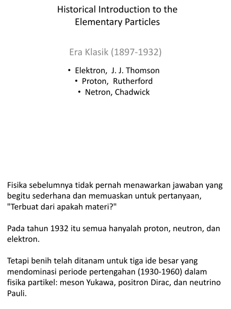Sejarah Partikel Elementer Klasik | PDF | Sains & Matematika