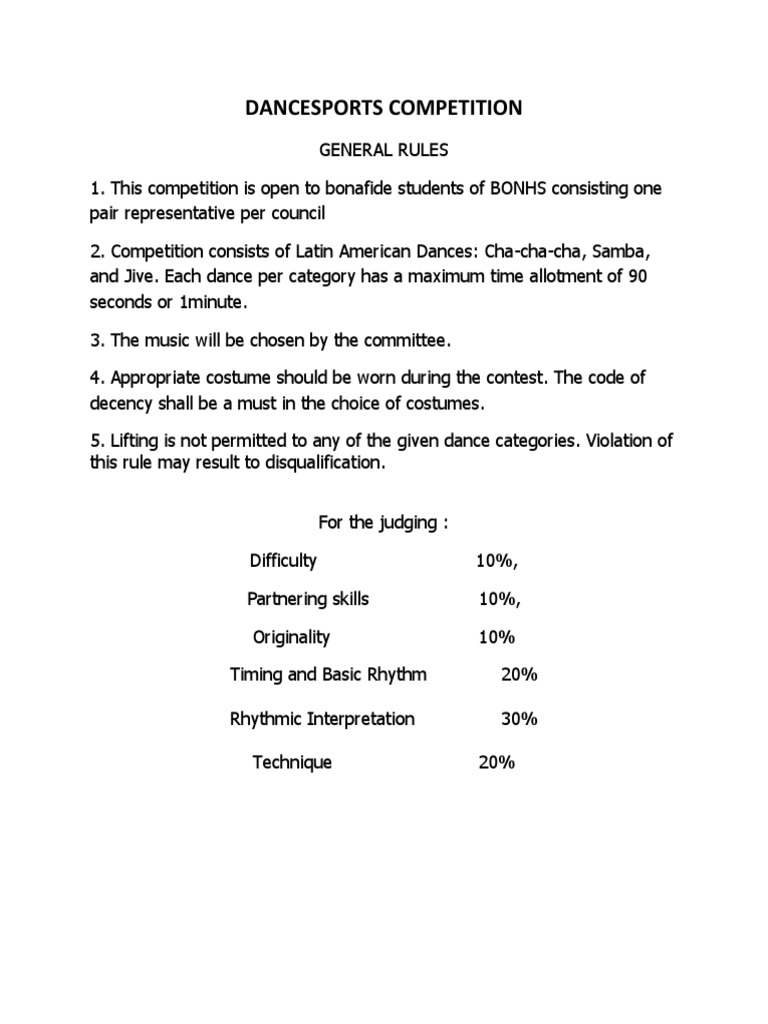 DANCESPORTS Guidelines and Criteria | PDF