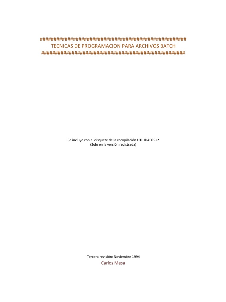 Tecnicas de Programacion para Archivos Batch | PDF | Dos | Archivo de computadora