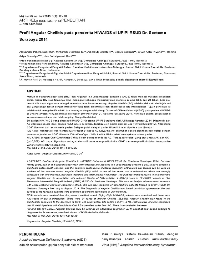 Angular Cheilitis Pada Pasien Hiv | PDF