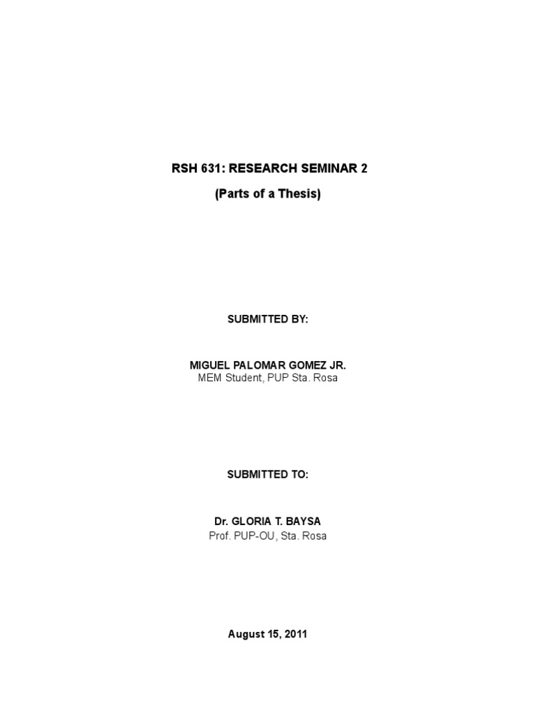 Parts of a Thesis | PDF | Sampling (Statistics) | Hypothesis