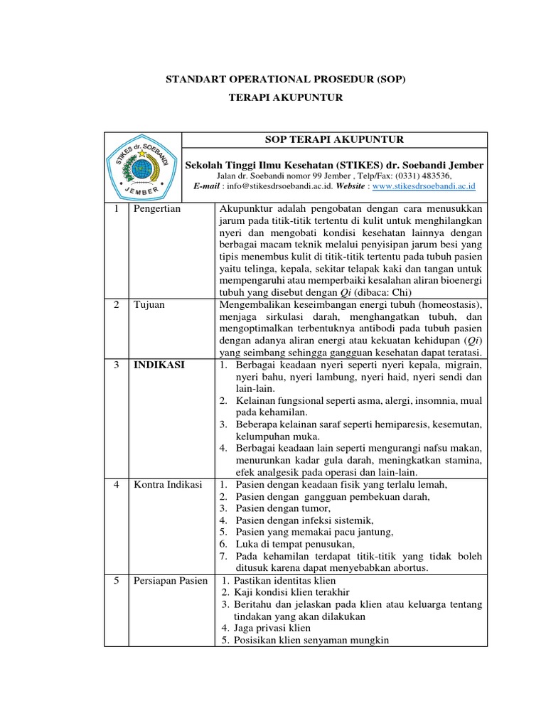 SOP Terapi Akupunktur | PDF