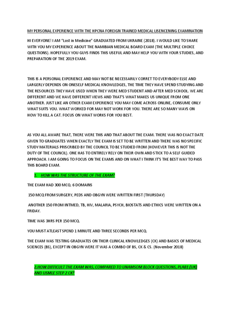 My Personal Experience With The Hpcna Forein Trained Medical ...