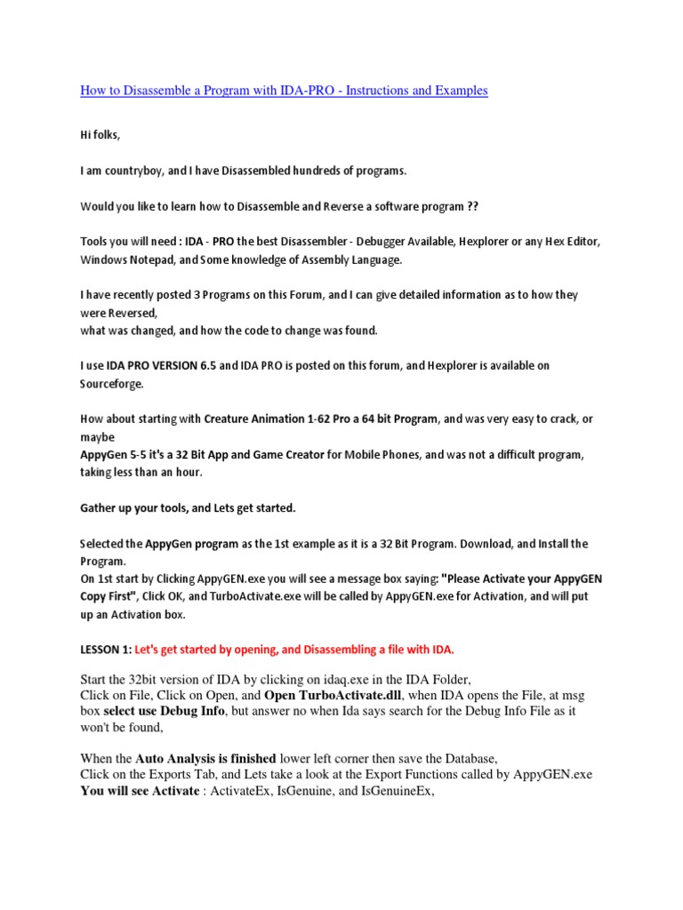 How To Disassemble A Program With IDA | PDF | Computer Engineering | Computer Science