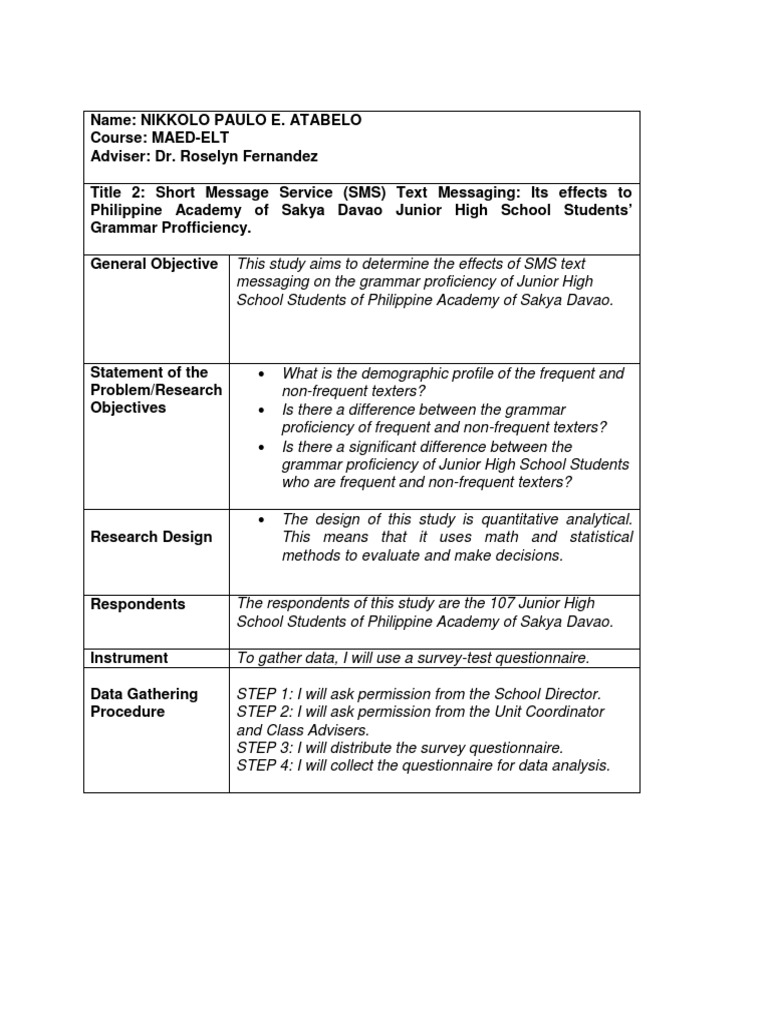 SMS Its Effects To... - Atabelo | PDF | Wellness