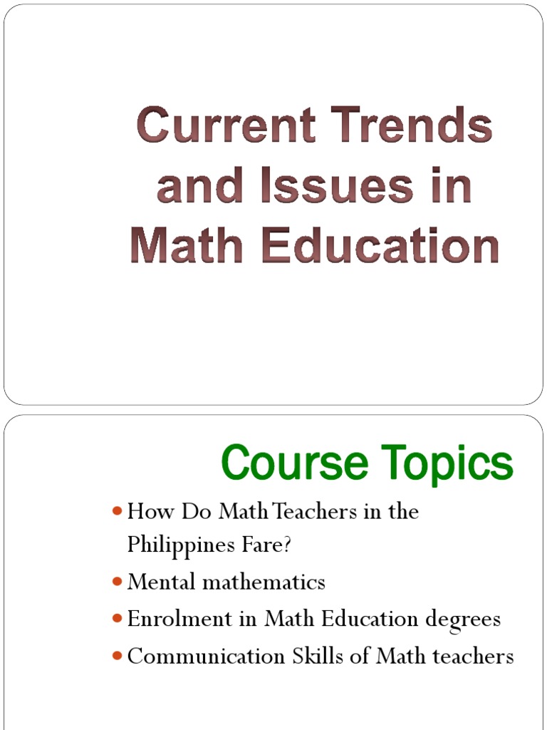 Current Trends and Issues in Math Education 2 | PDF | Teachers ...