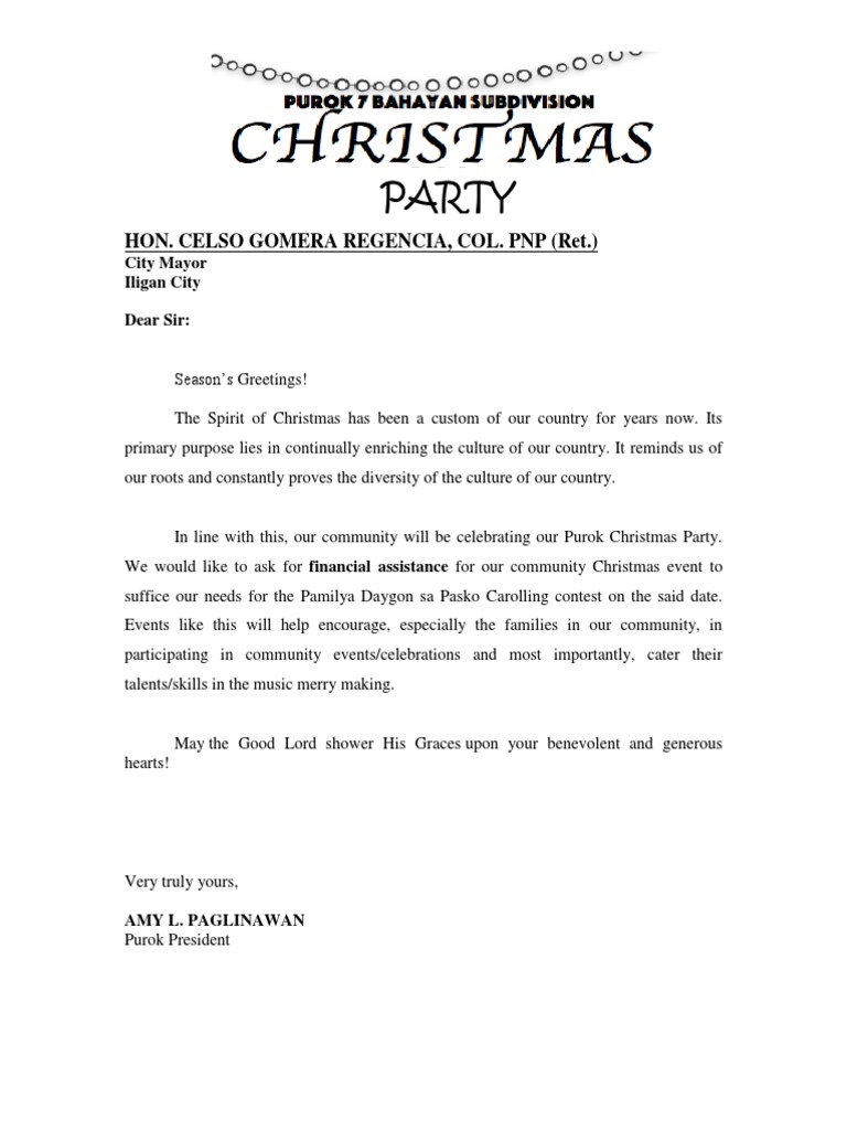 Christmas Party Solicitation | PDF | Birthdays | Catholic Holy Days