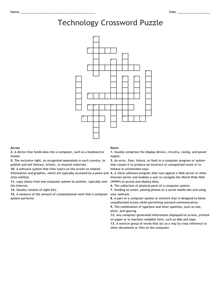 Technology Crossword Puzzle | PDF | World Wide Web | Internet & Web