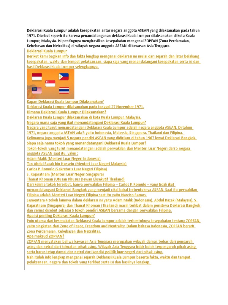 Deklarasi Kuala Lumpur | PDF | Perjalanan