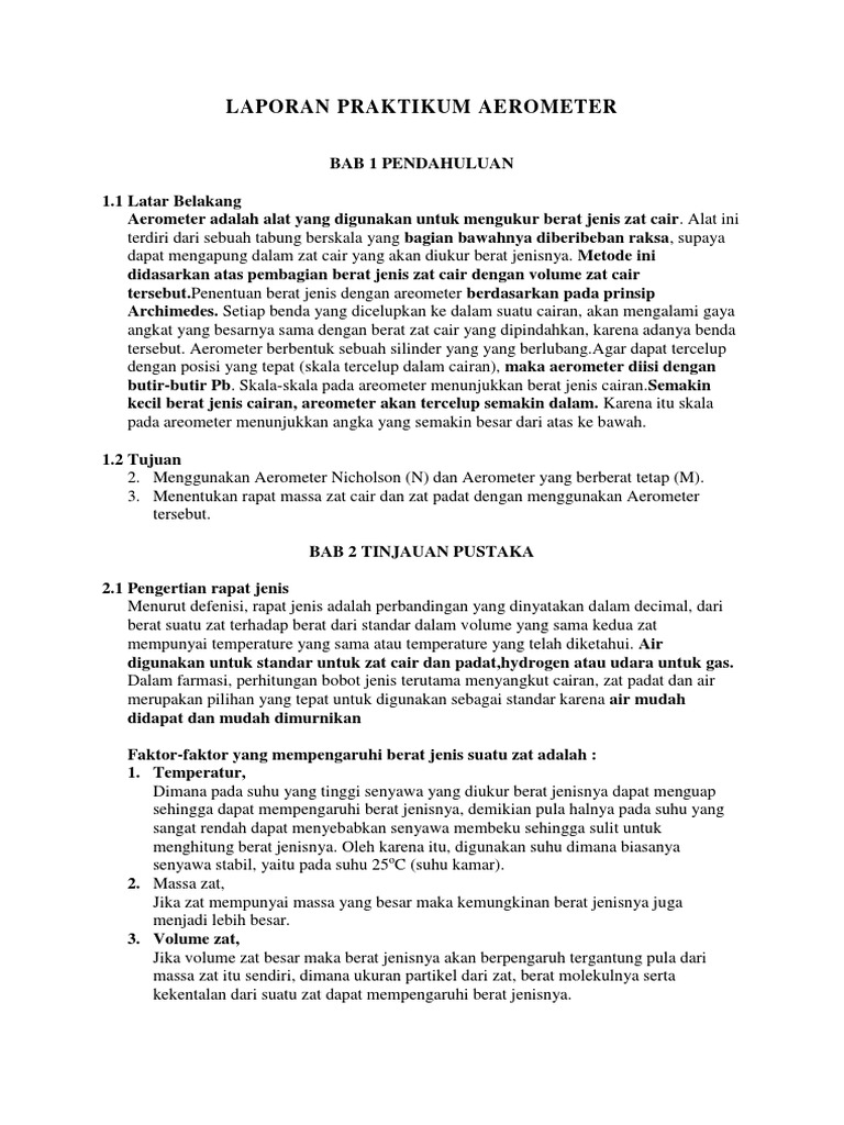 Aerometer, Piknometer, Neraca-1 | PDF