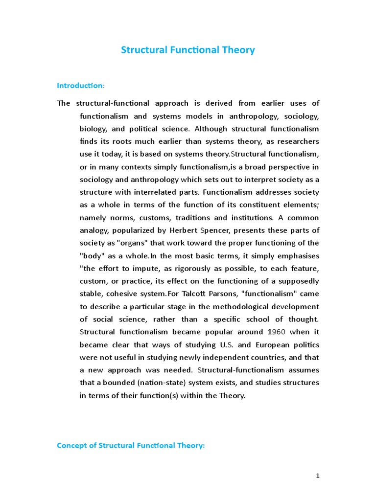 Structural Functionalism Overview | PDF | Philosophical Theories | Science