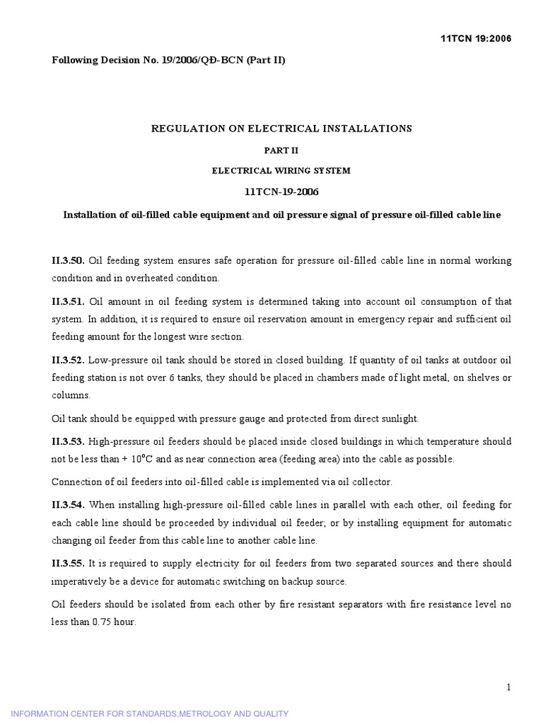11 TCN 19-2006 Regulations On Electrical Installations-Part II ...