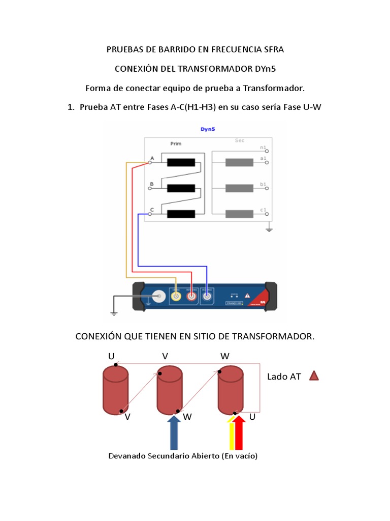 Esquema para Prueba Sfra y Relacion TX Delta Estrella Ynd5 | PDF ...
