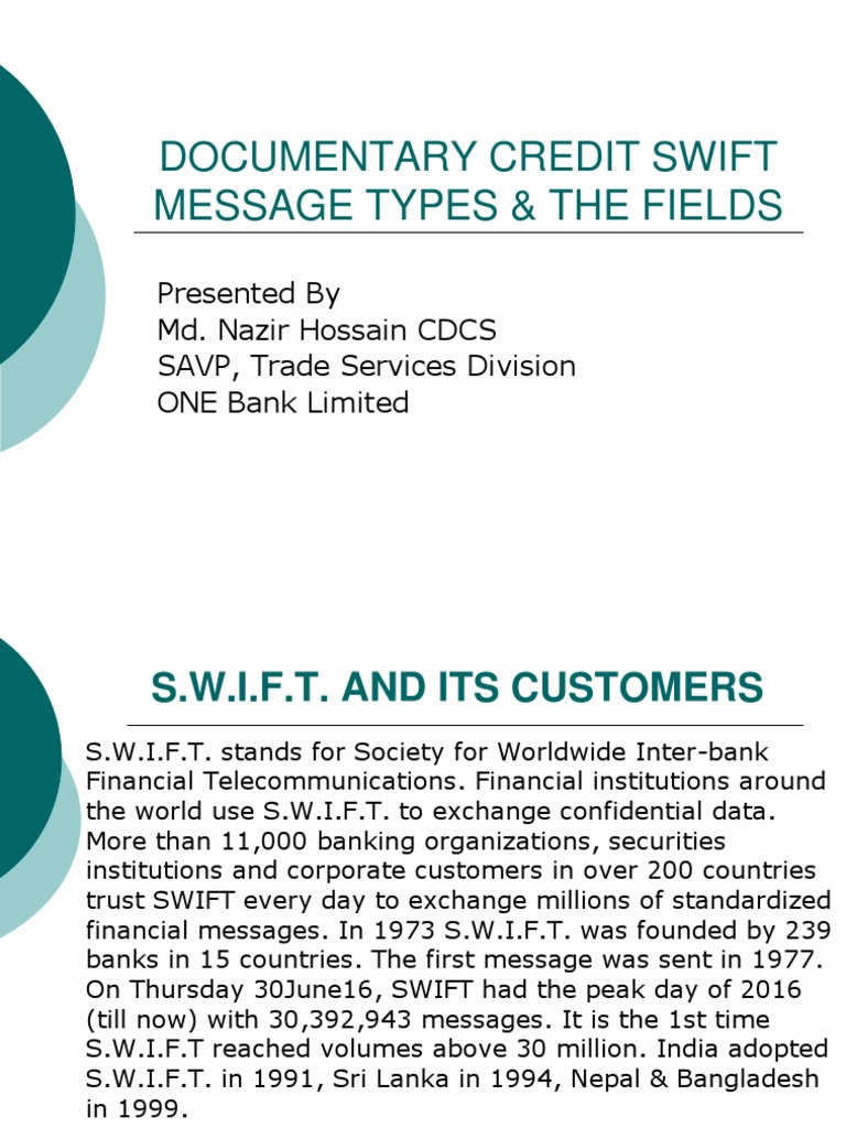 SWIFT Message Types in Documentary Credit | PDF | Payments | Service ...