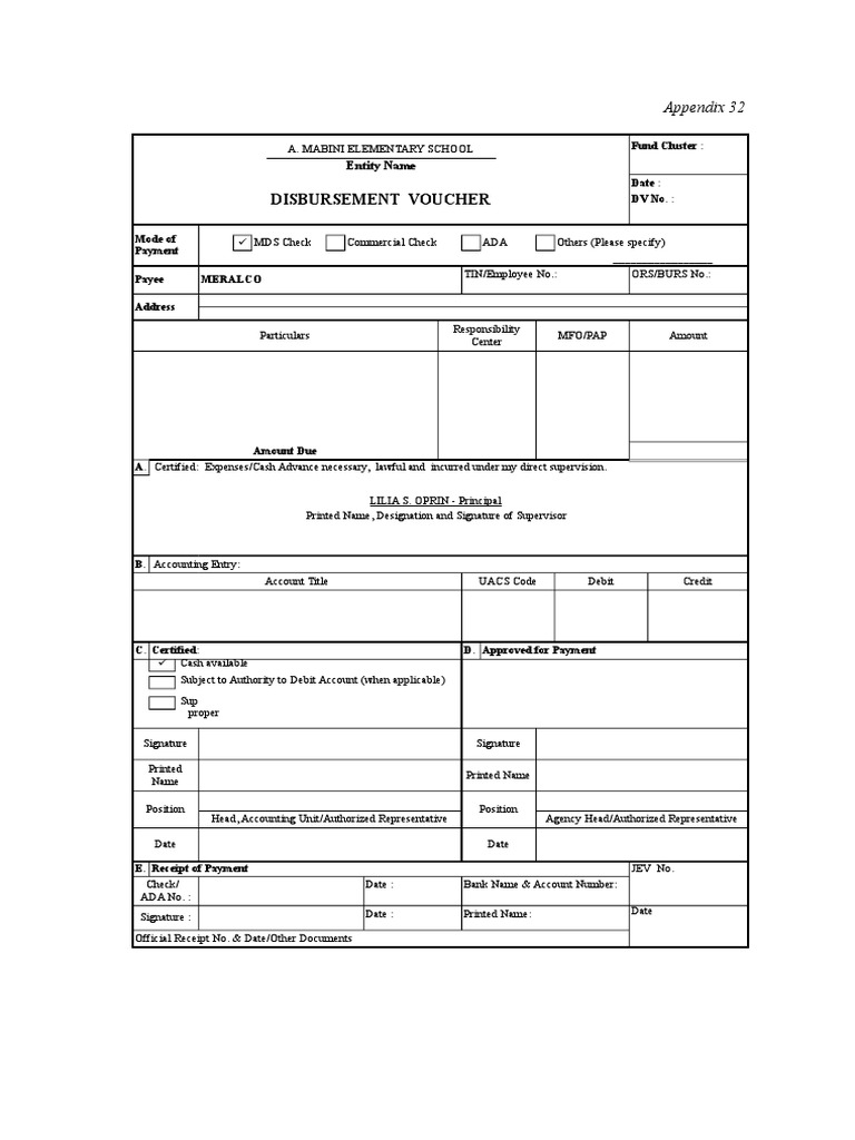 Disbursement Voucher | PDF | Payments | Cheque