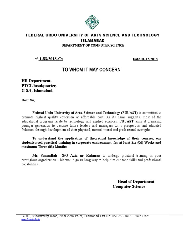 Intership Letter | PDF | Islamabad | World Politics