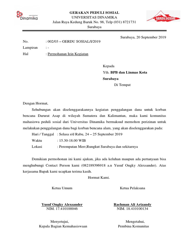 Surat Perizinan Bpb Dan Linmas Pdf