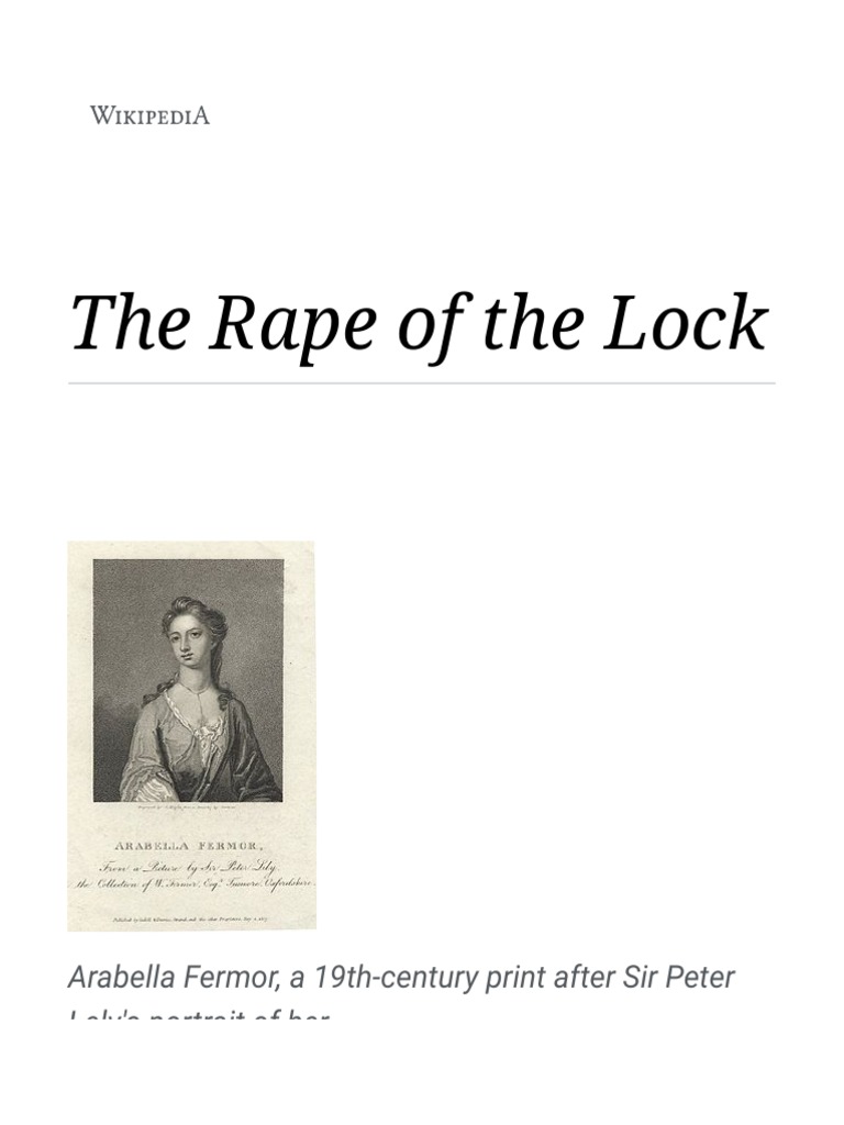 The Rape of The Lock - Wikipedia | PDF | Poetry