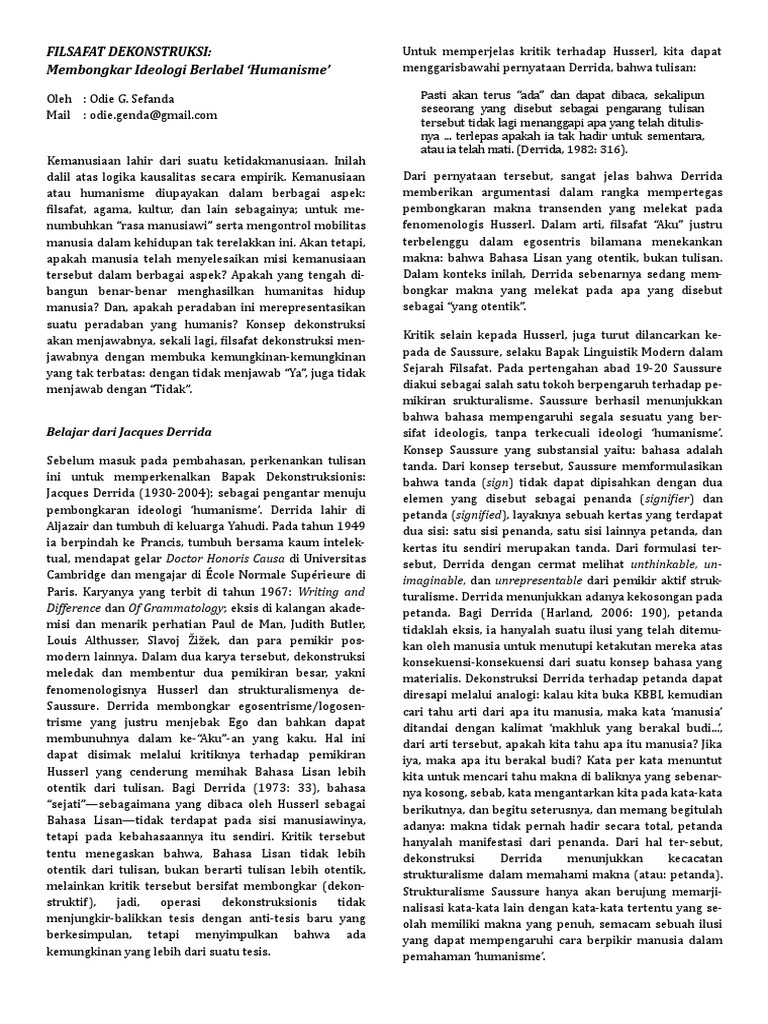 Kameswara Vol 4 - Filsafat Dekonstruksi-Membongkar Ideologi Berlabel Humanisme | PDF