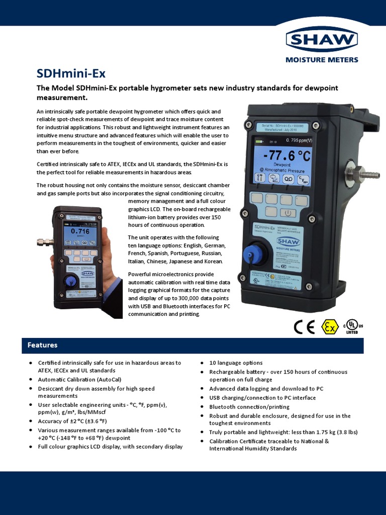SHAW SDHmini-Ex Specification Sheet | Download Free PDF | Calibration ...