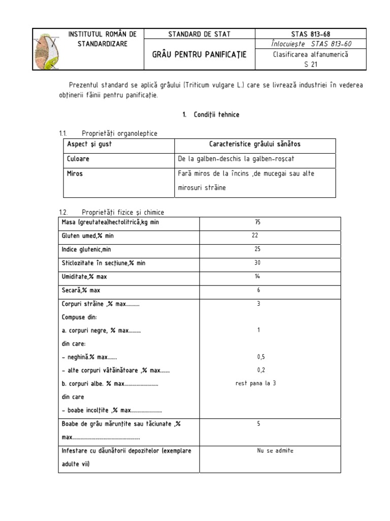 Standarde de Calitate Cereale PDF | PDF