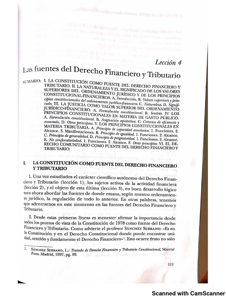 Lección 4 Fuentes De Derecho Financiero Y Tributario Pdf