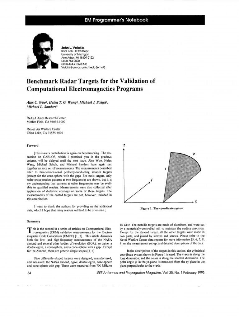 Benchmark Radar Targets For The Validation of Computational Electromagnetics Programs | PDF ...