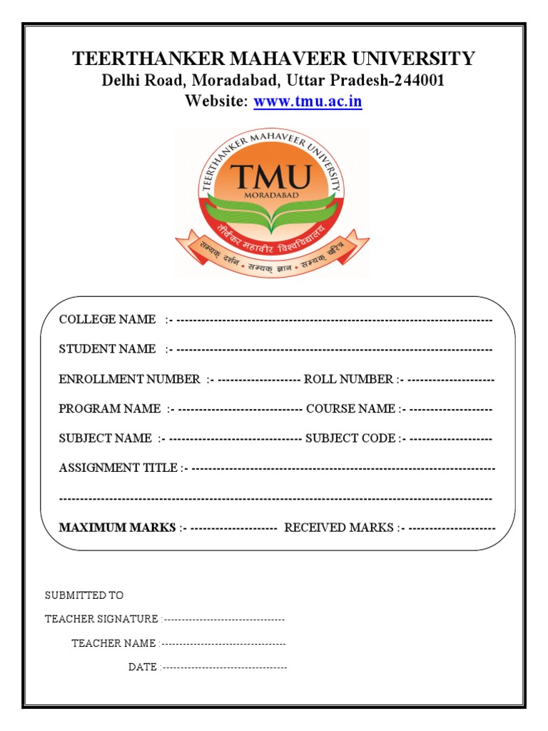 Assignment Submit Format Tmu | PDF