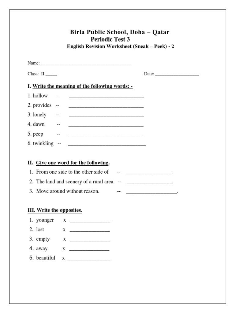 English Revision Worksheet - 2 | PDF | Language Mechanics | Linguistic ...