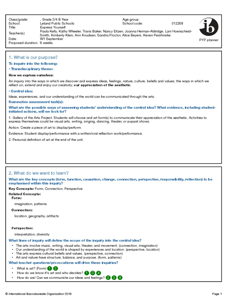 IB Unit Express Yourself | PDF | Geography | The Arts