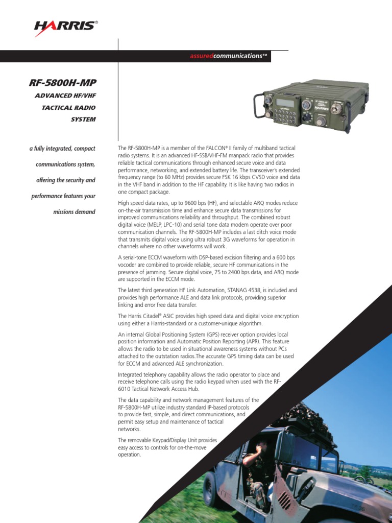 Harris - RF5800MP HF-VHF Combat Radio - Datasheet | PDF | High ...