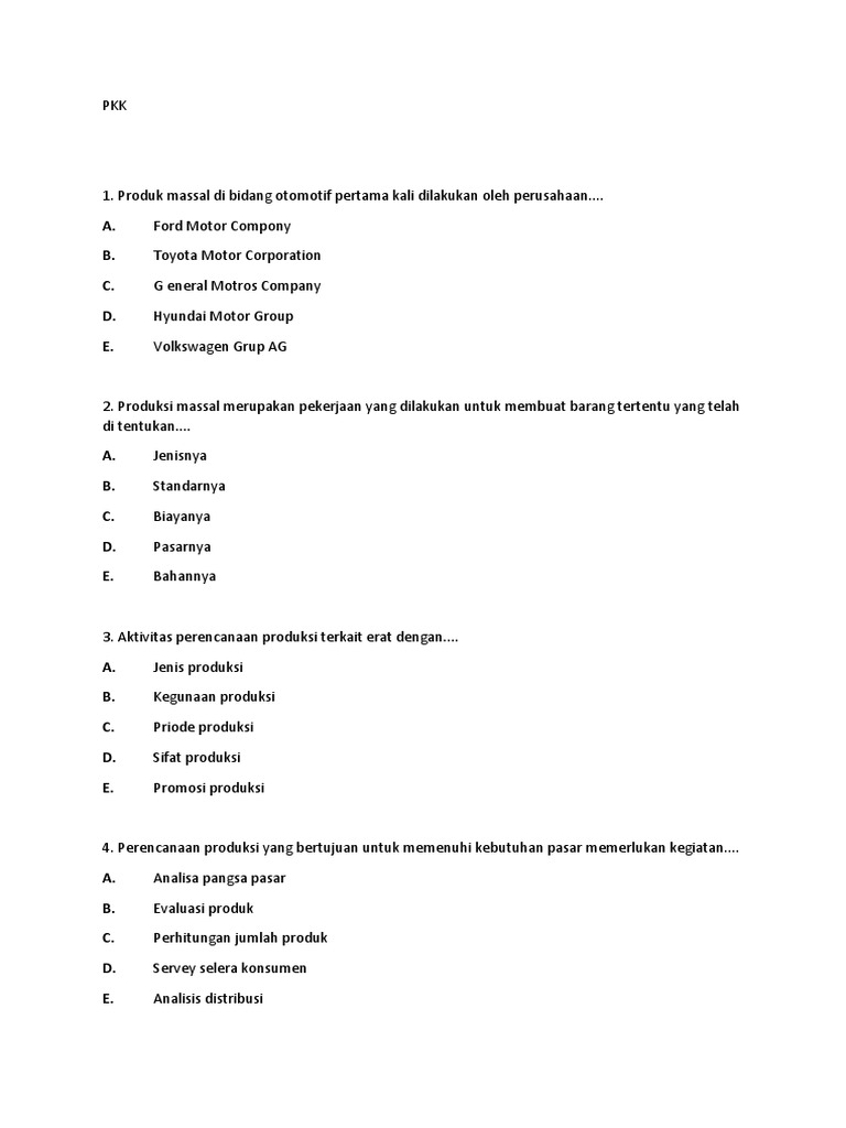 Latihan Soal PKK | PDF