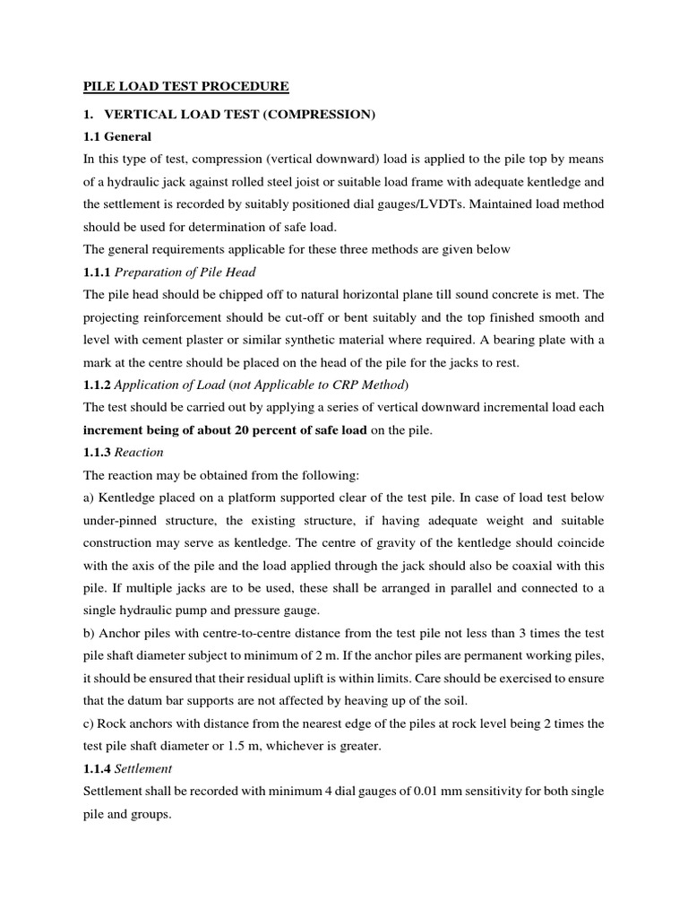 Pile Load Test Procedure | PDF | Deep Foundation | Data