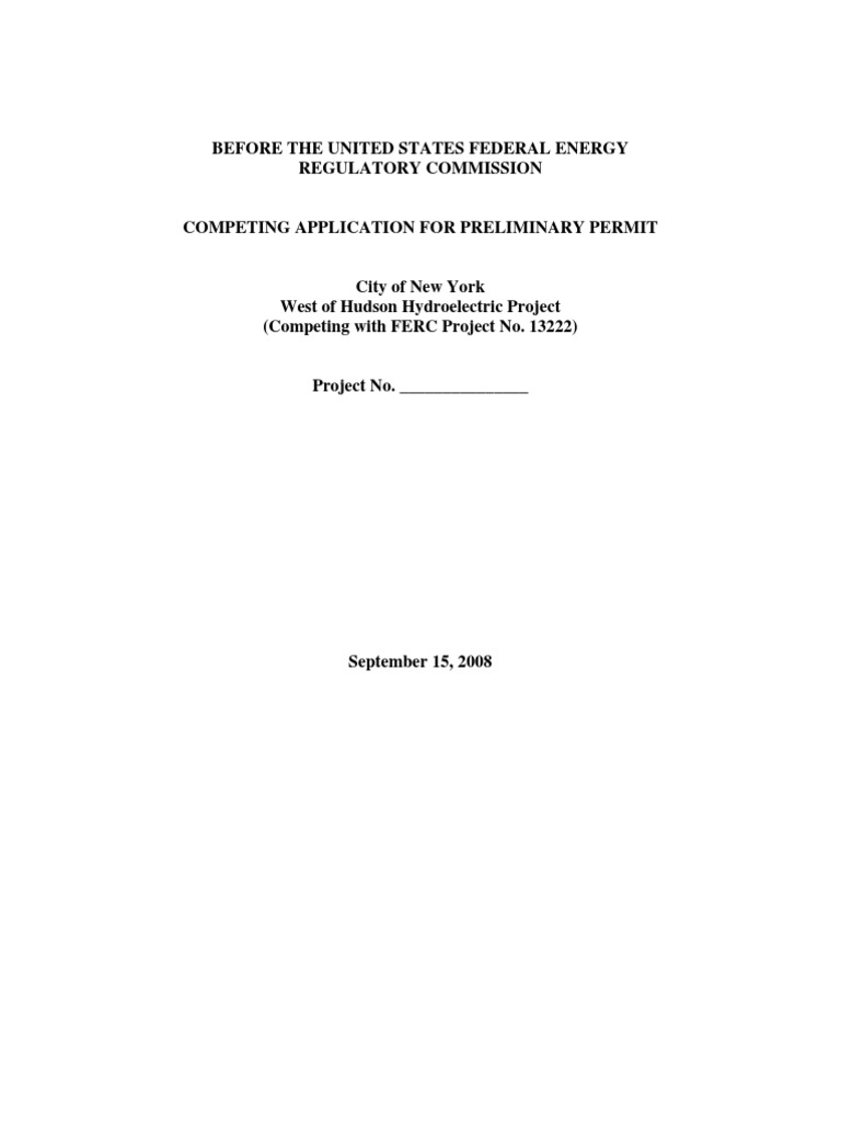 NYC Hydroelectric Project Permit Application | PDF | Spillway | Reservoir