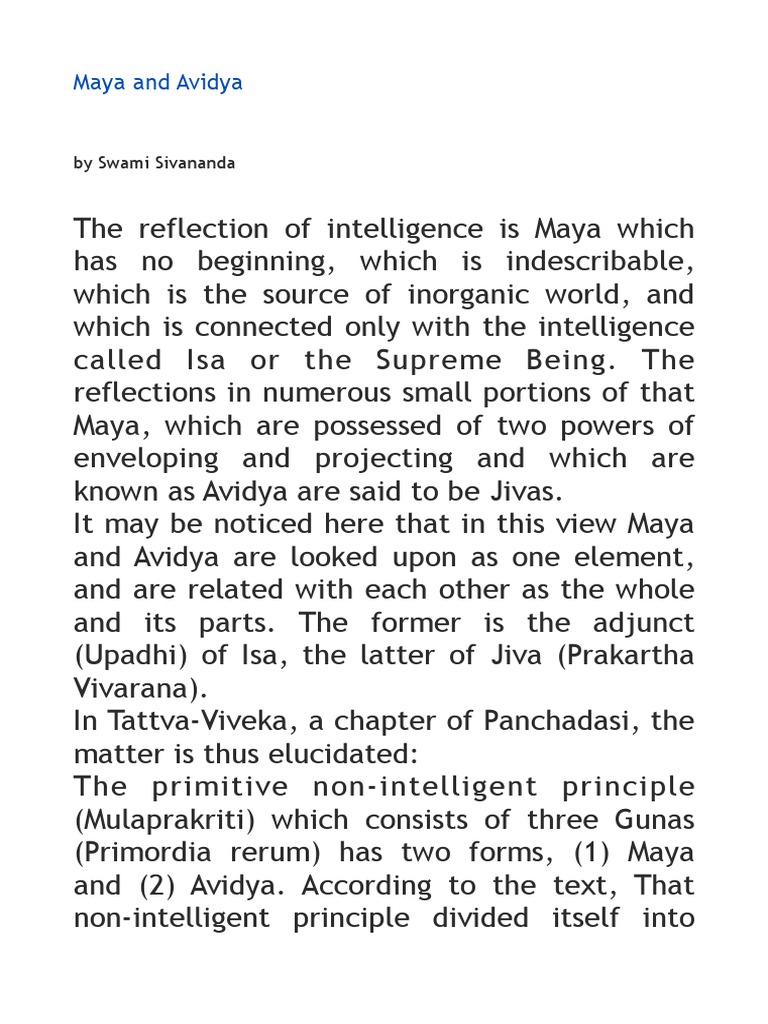 Maya & Avidya | PDF | Brahman | Ātman (Hinduism)