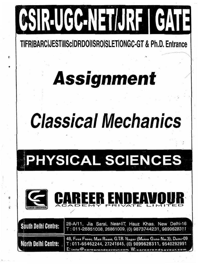 Classical Mechanics Assignment PDF | PDF