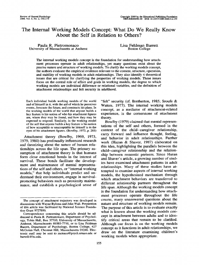 The Internal Working Models Concept PDF | PDF | Attachment Theory | Self