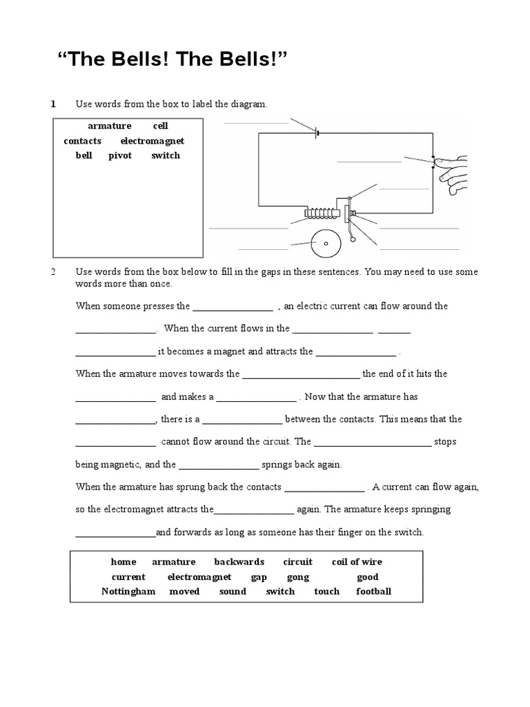 Electric Bell Worksheet - IGCSE Physics | PDF