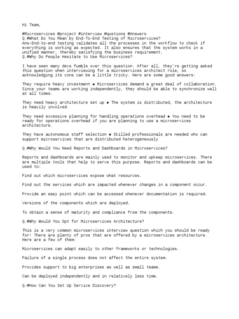 MicroService Project Interview Question | PDF | Software Design | Computing