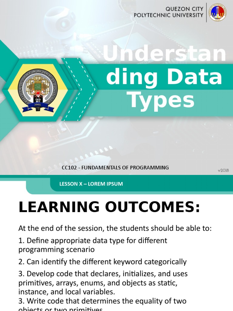 CC102 Lesson 3 Bsit - PPT Variables Data Types | PDF | Data Type ... CC102 Lesson 3 Bsit - PPT Variables Data Types | PDF | Data Type ...