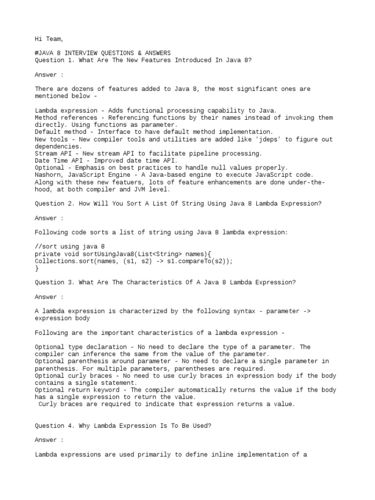 100 Java 8 Interview Questions And Answers Pdf Anonymous Function Method Computer