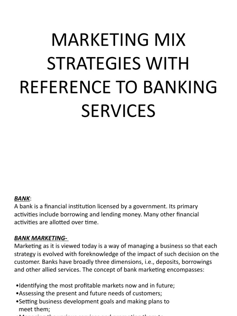 Marketing Mix Strategies With Reference To Banking Services | PDF ...