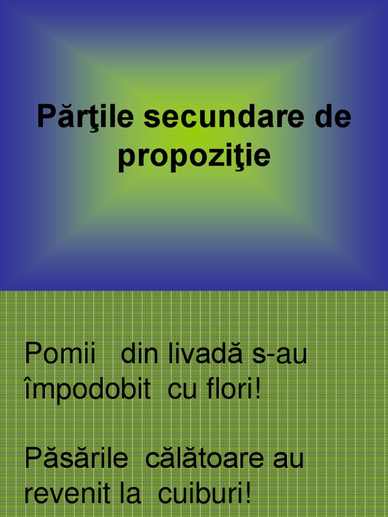 Partile Secundare de Propozitie | PDF