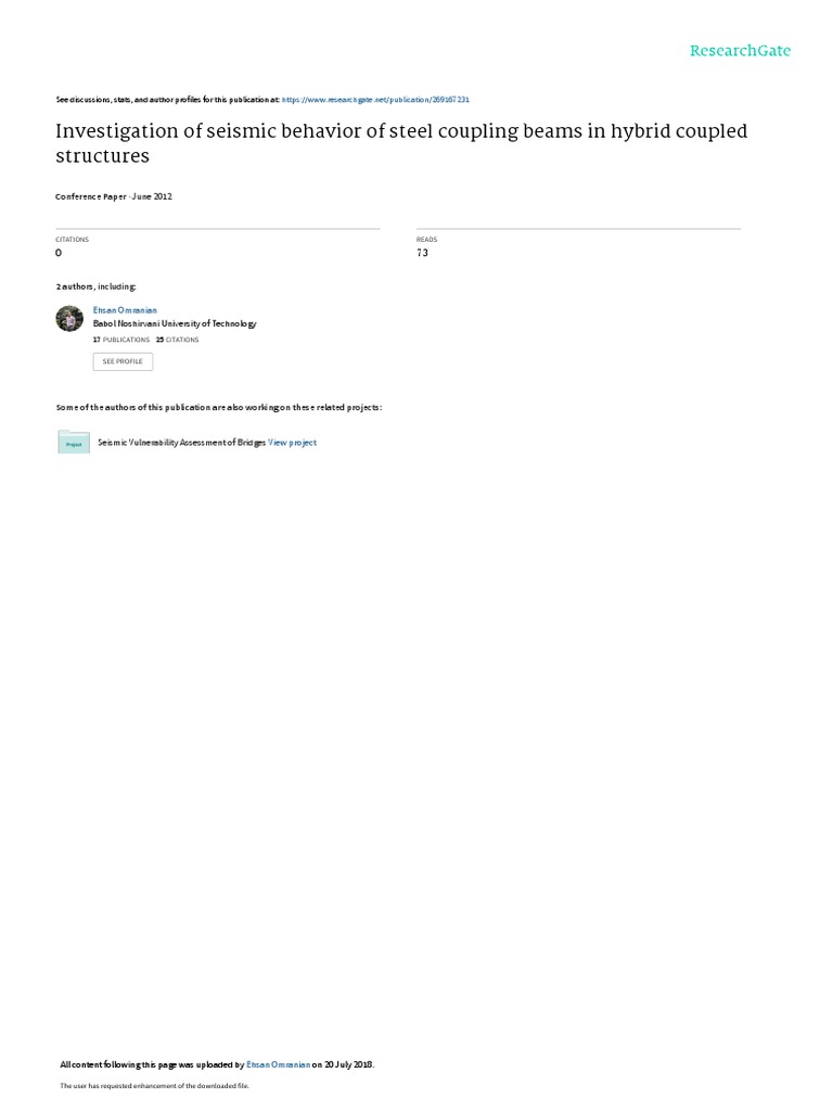 Investigation of Seismic Behavior of Steel Coupling Beams in Hybrid ...