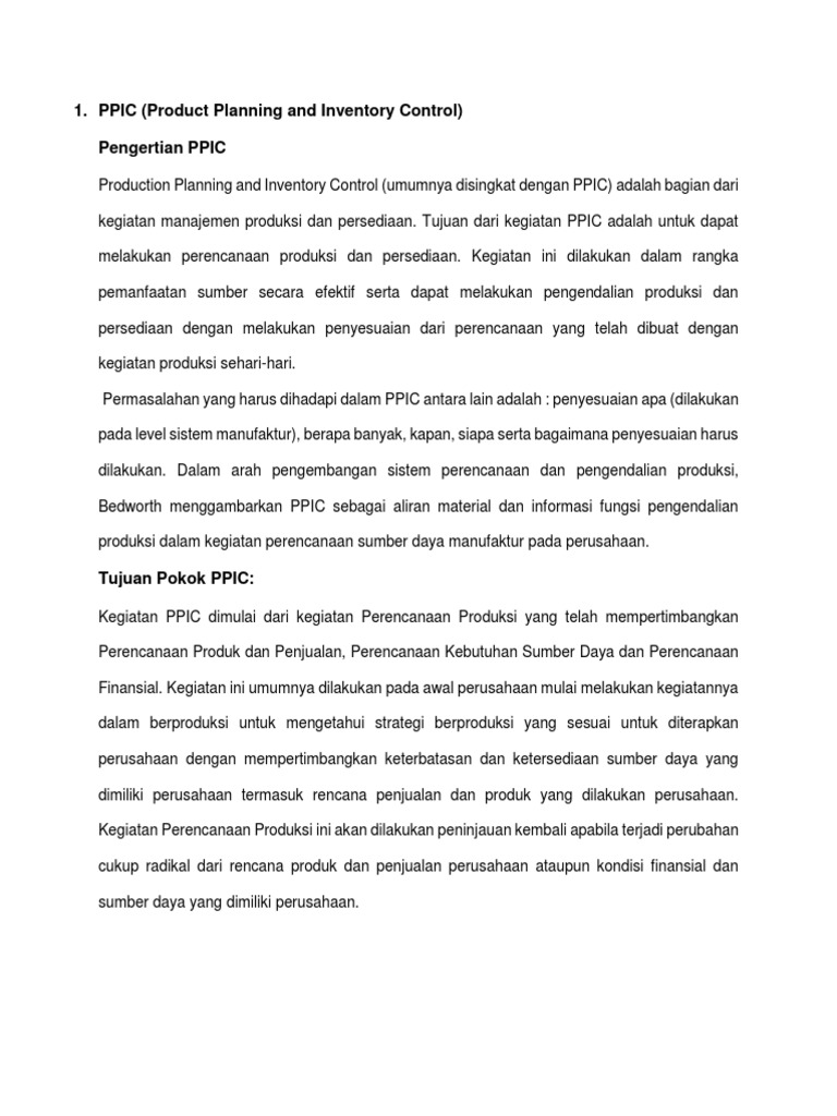 Tugas Pokok PPIC Industri Farmasi | PDF