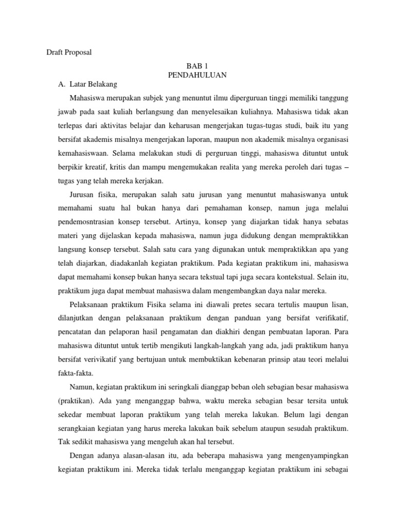 Draft Proposal Penelitian Kualitatif | PDF