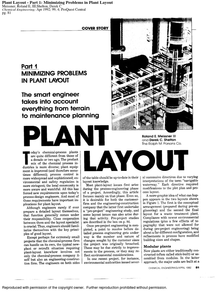 Plant Layout - Part 1 Minimizing Problems in Plant Layout | PDF