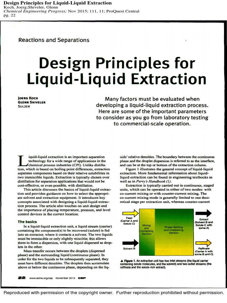 Design Principles For Liquid-Liquid Extraction PDF | PDF