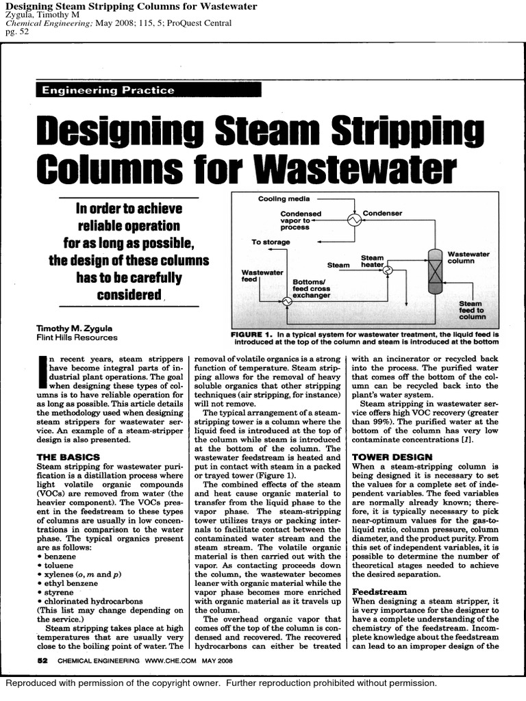 Designing Steam Stripping Columns For Wastewater PDF | PDF
